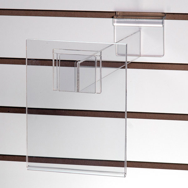 Acrylic slatwall sign holder 5-1/2"w x 7"h with 12" extender