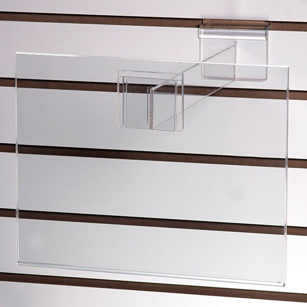 Acrylic slatwall sign holder 11"w x 8.5"h with 12" extender