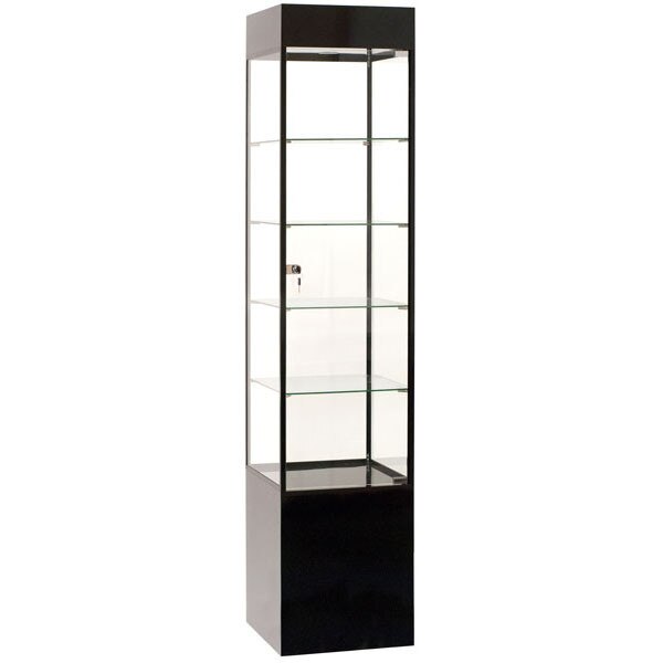 Display Tower Showcase - Square, Black, Black Frame 75"H x 16"W