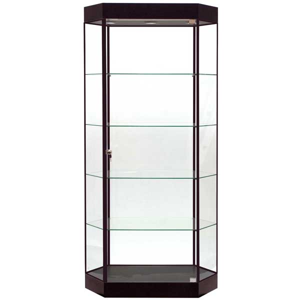 Display Tower Showcase - Elongated Hex, Black-Black