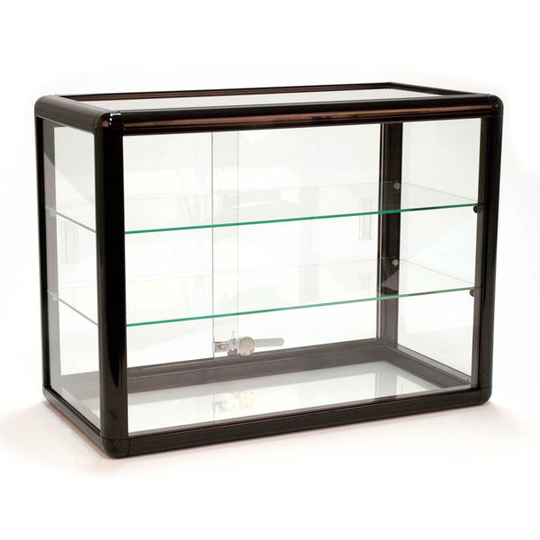 Aluminum Frame Countertop Showcase - 24"x 18", Black Finish