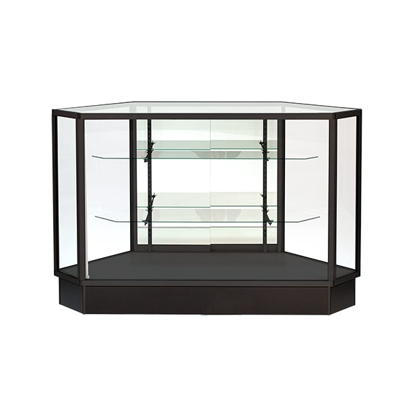 Extra vision clipped corner showcase with mirror doors - Black