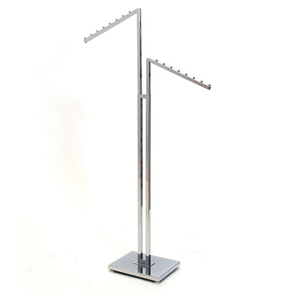 2-way garment rack with 2 slant arms square tube frame/arms-chrome