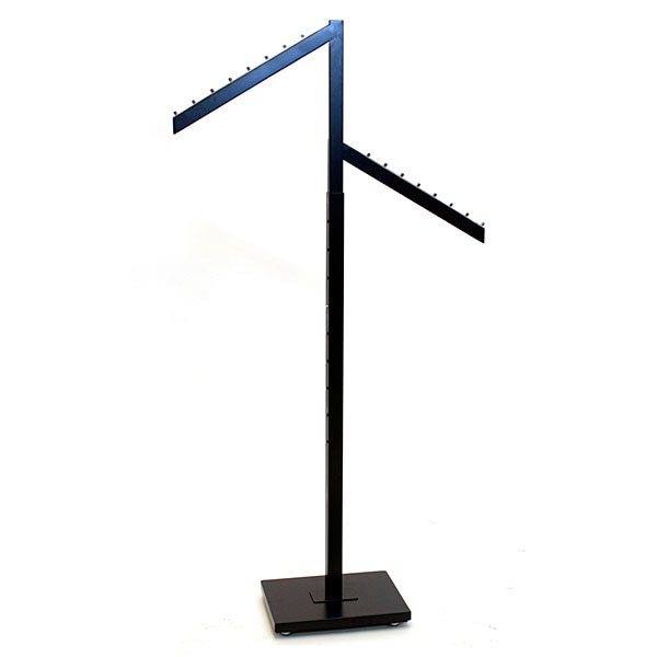 2-way garment rack with 2 slant arms rectangular tube-satin black
