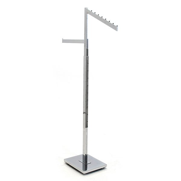 2-way garment rack with 1 straight and 1 slant arm rect tube-chrome