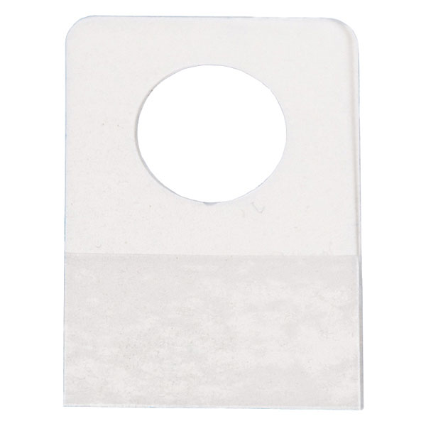 Merchandise hang tab with round hole 7/8"w x 1-1/4"h - clear